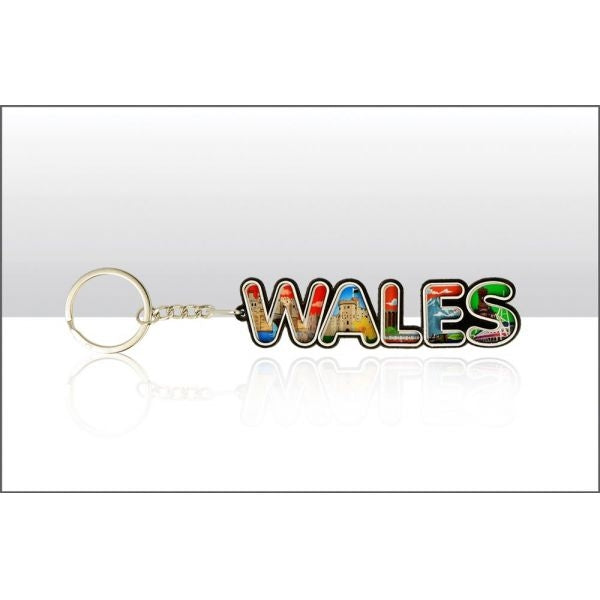 Wales Montage Lettering Wood Keyring - Little taste of home